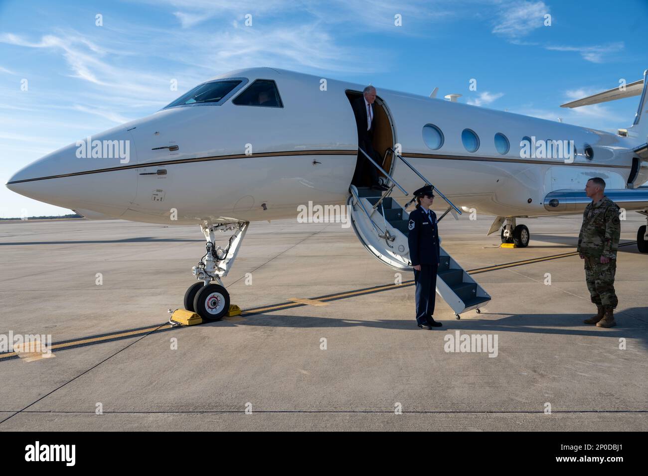 Secretary of the Air Force Frank Kendall arrives at MacDill Air Force Base, Florida, Jan. 18 ...