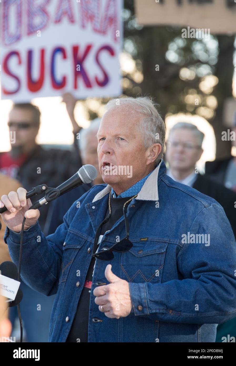 Mike Noel stirs up the crowd, during a protest of the new Bears Ears ...