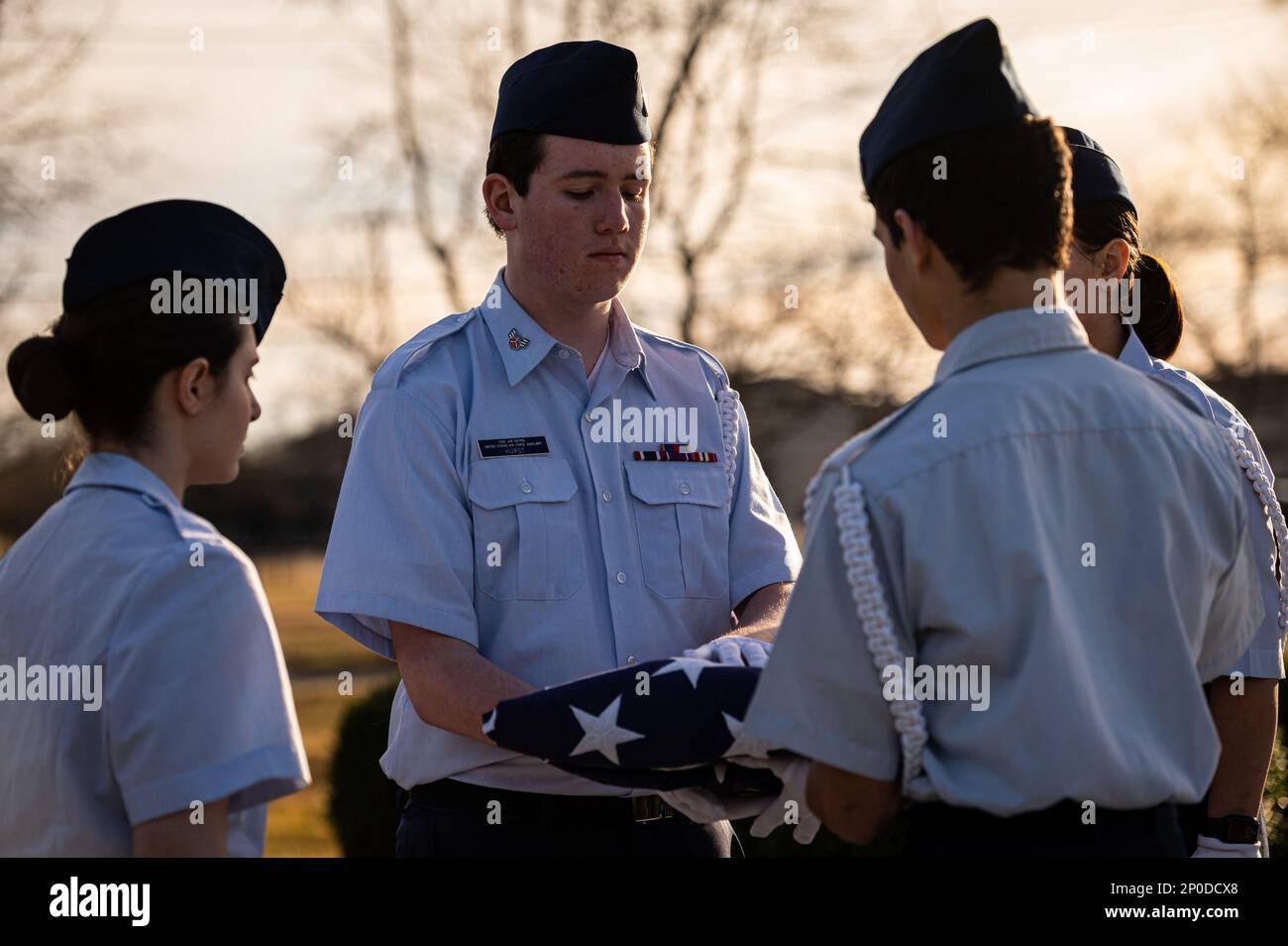 New Jersey Civil Air Patrol cadets compete in an outdoor posting of ...