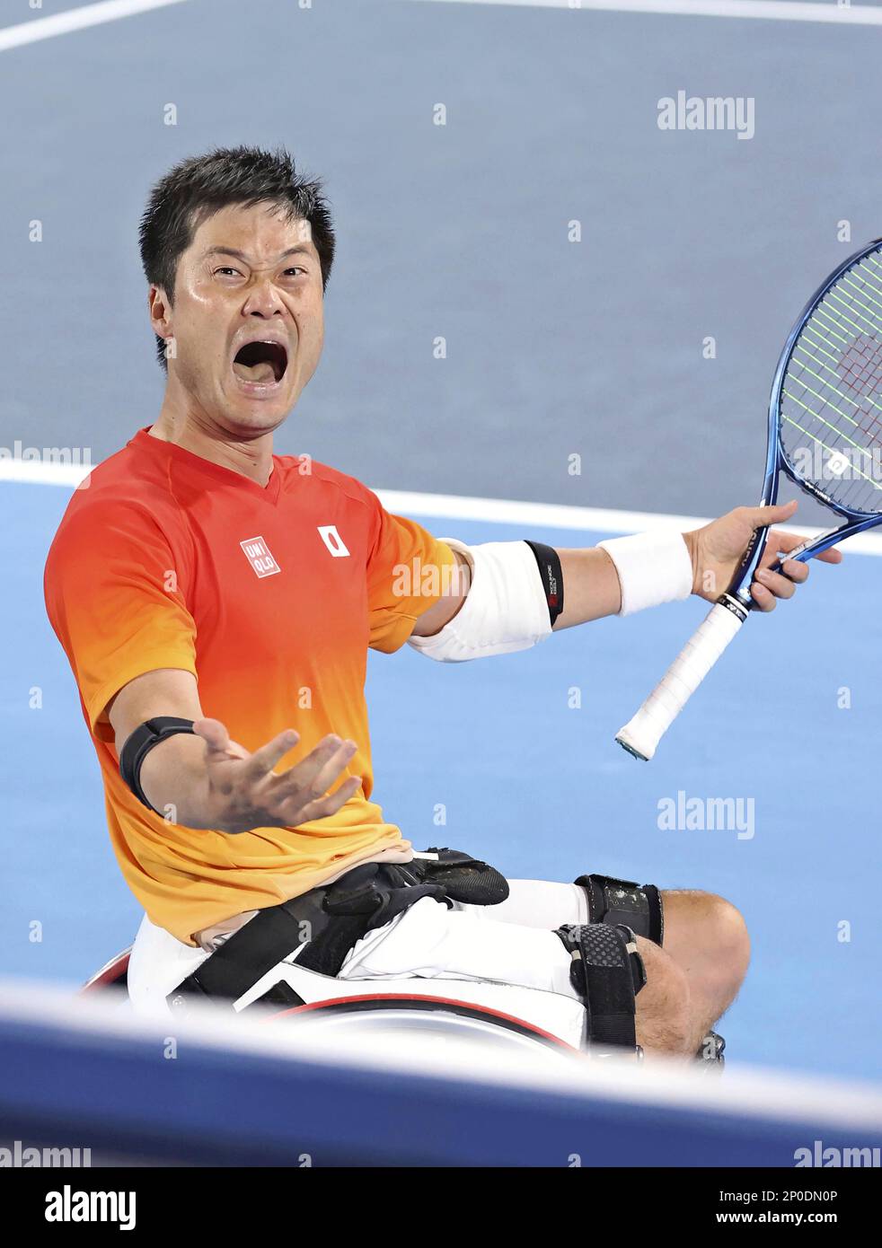 A file photo shows Japan's Shingo Kunieda celebrates after winning the ...