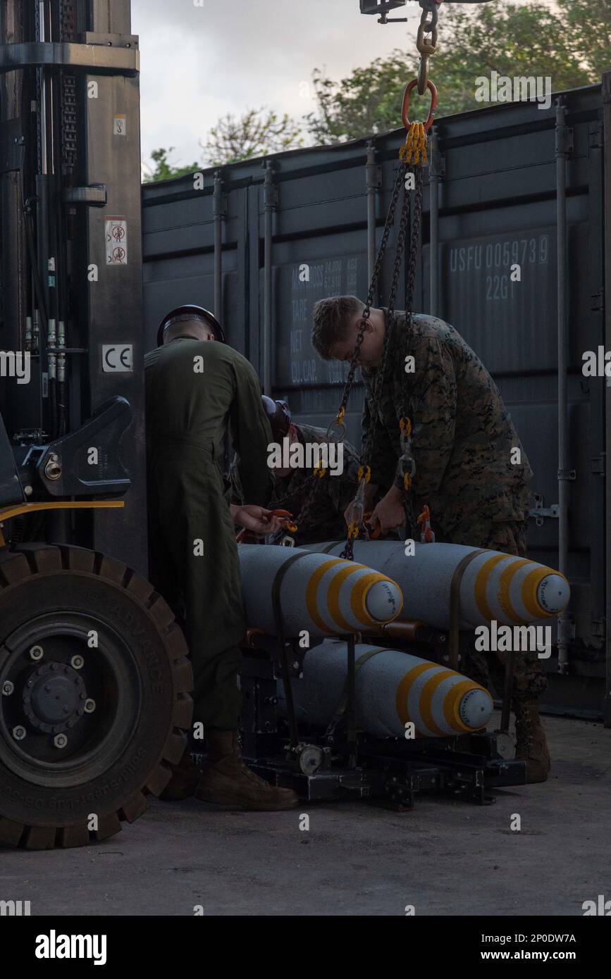 U.S. Marines with Marine Aviation Logistics Squadron (MALS) 12 secure ...