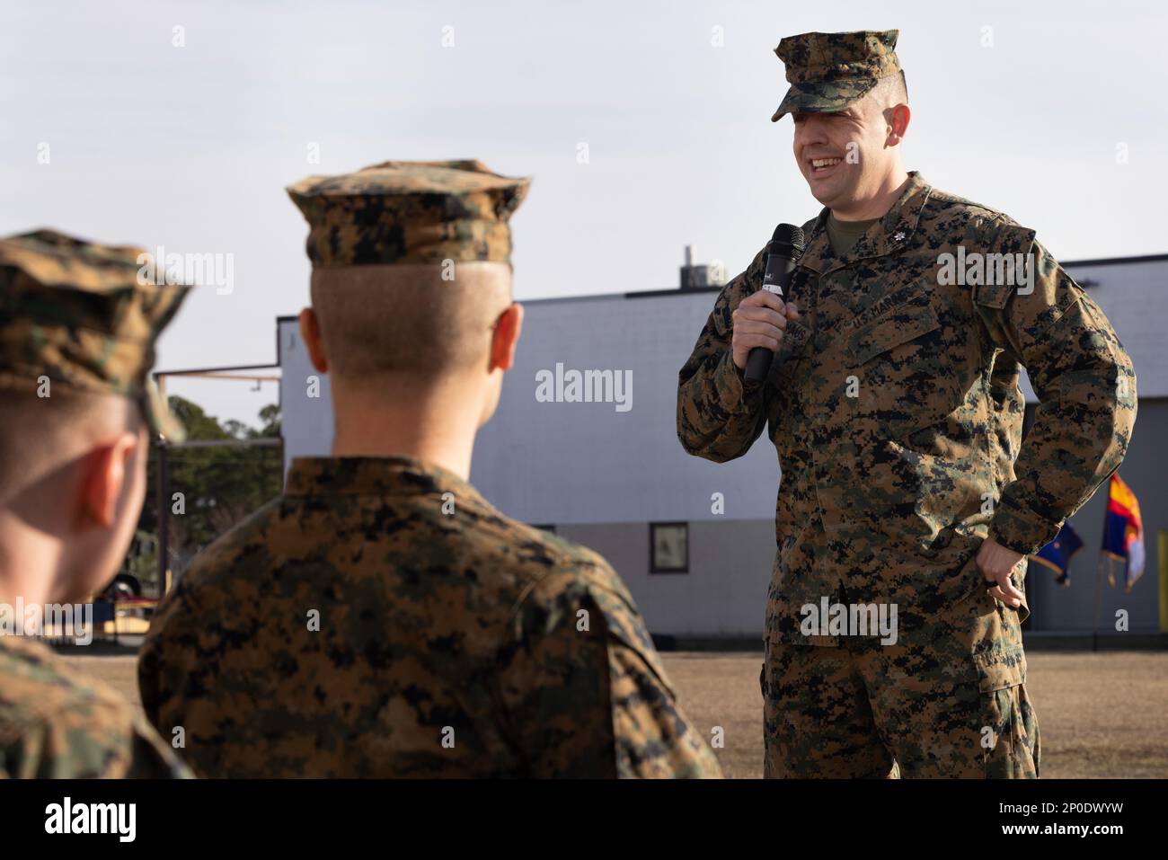 U.S. Marine Corps Lt. Col. Gregory M. Duesterhaus, right, the ...