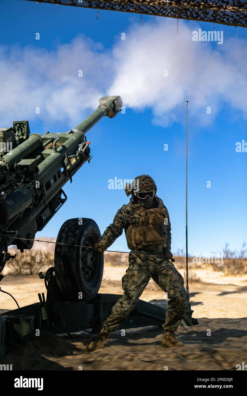 U.S. Marine Corps Cpl Nathanial Brunett, a cannoneer, with 3d Littoral ...