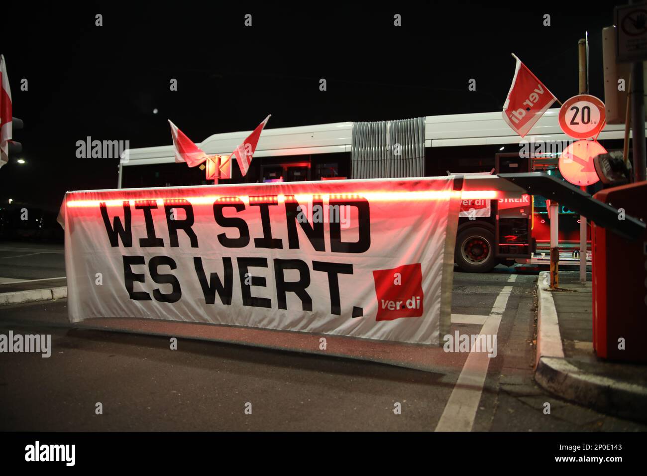 Cologne, Germany. 03rd Mar, 2023. A banner with the words "We are worth ...