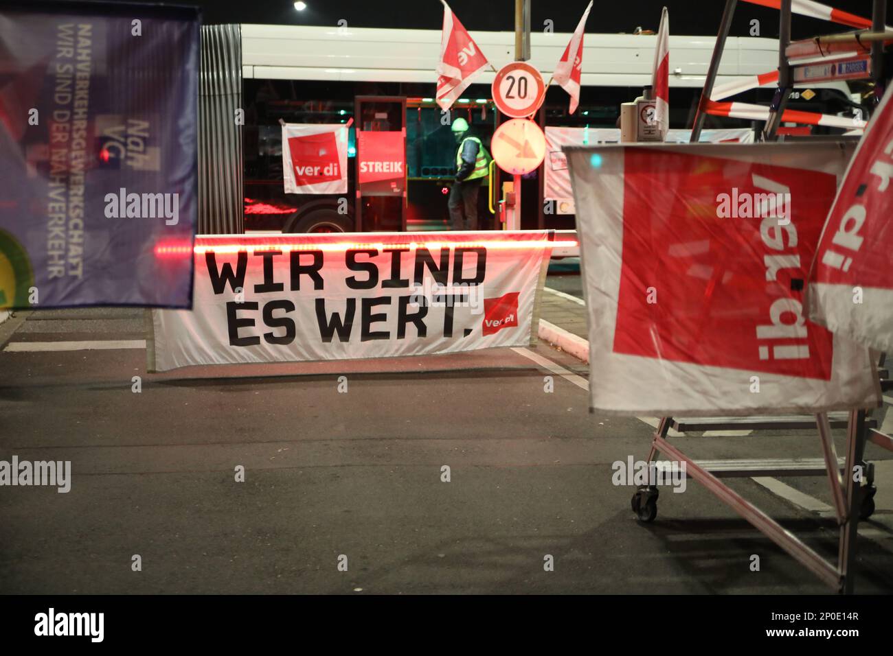 Cologne, Germany. 03rd Mar, 2023. A banner with the words "We are worth ...