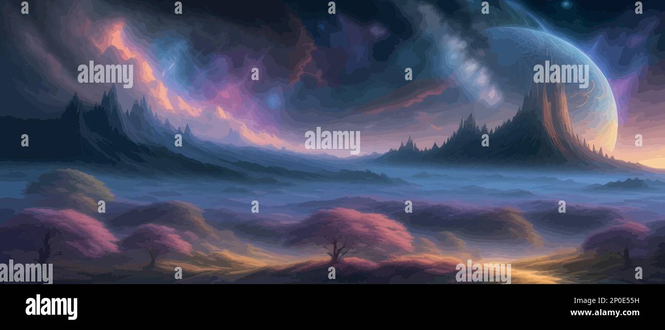 Galaxies fantasy illustration Stock Vector Images - Alamy