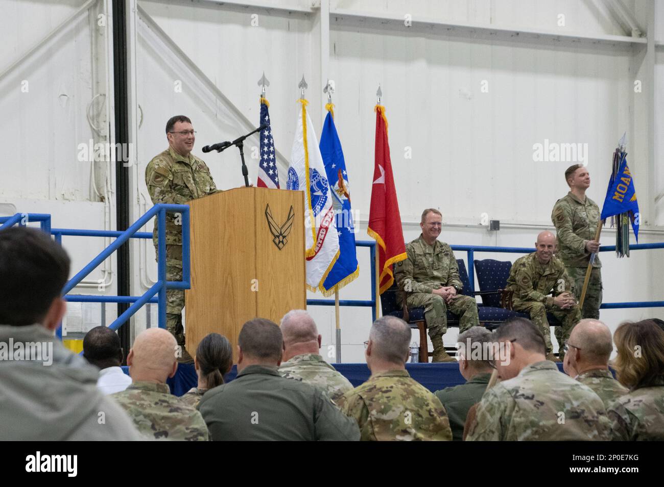 Col. Jared P. Kennish, 131st Bomb Wing commander, delivers remarks as ...