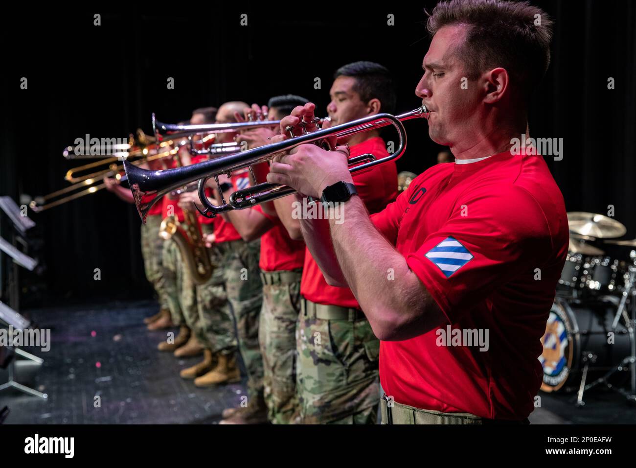 The Dogface Brass Band section of 3rd Infantry Division Band performs ...