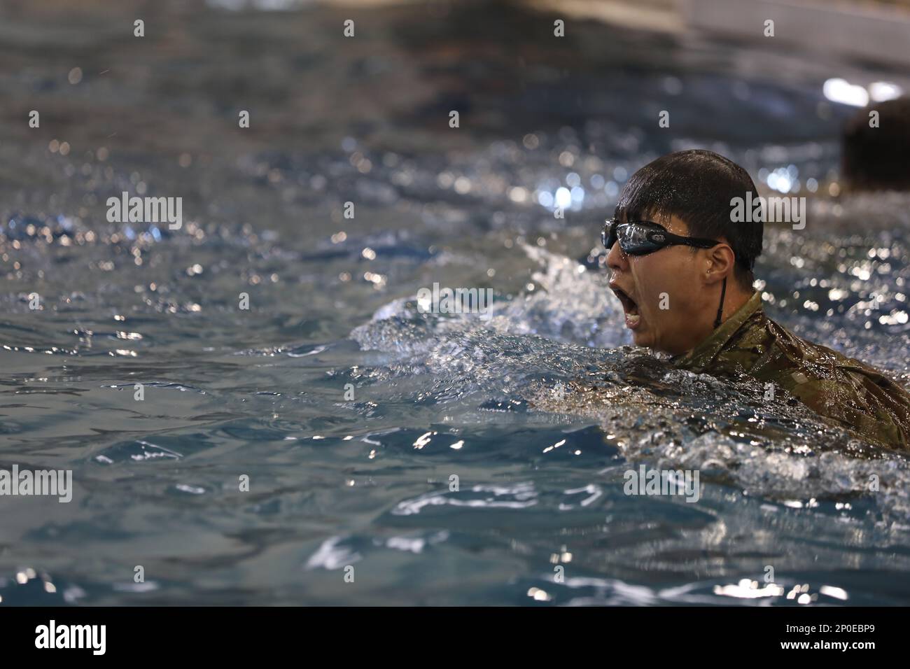 A Soldier conducts an Army Water Survival Assessment at the Lt. Gen ...