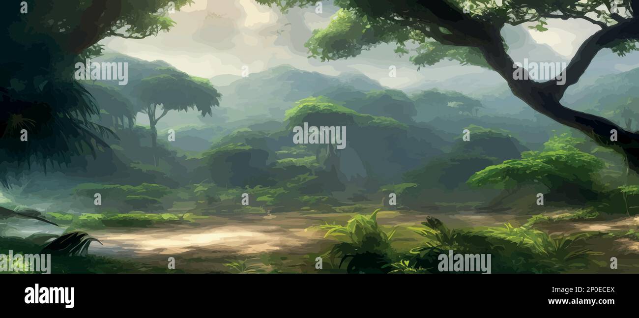 Tropical rainforest scenic jungle Stock Vector Images - Alamy