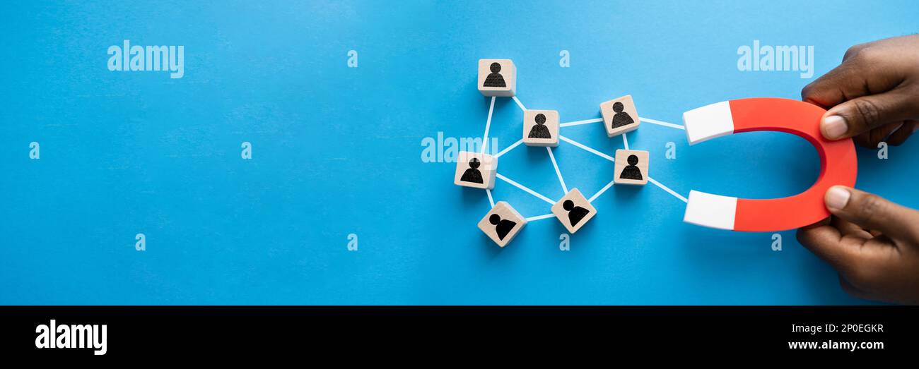 Business Lead And Customer Generation Magnet Pulling Figures Stock ...