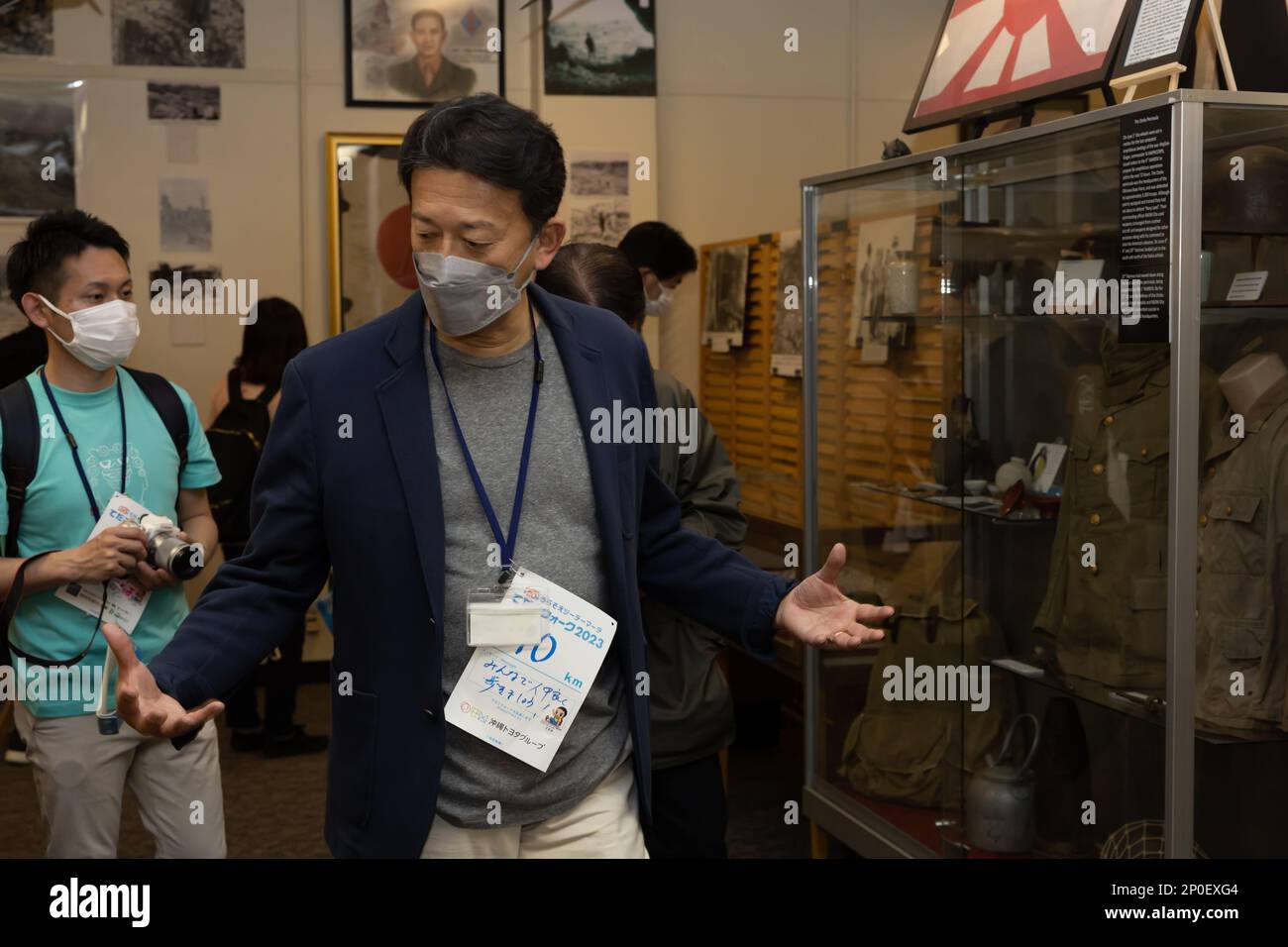 Hisaaki Suzuki, mayor of Gamagori, tours a World War II history museum ...
