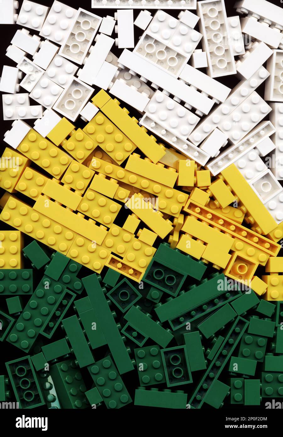 Lot of white, yellow and green bricks game background. Many building ...