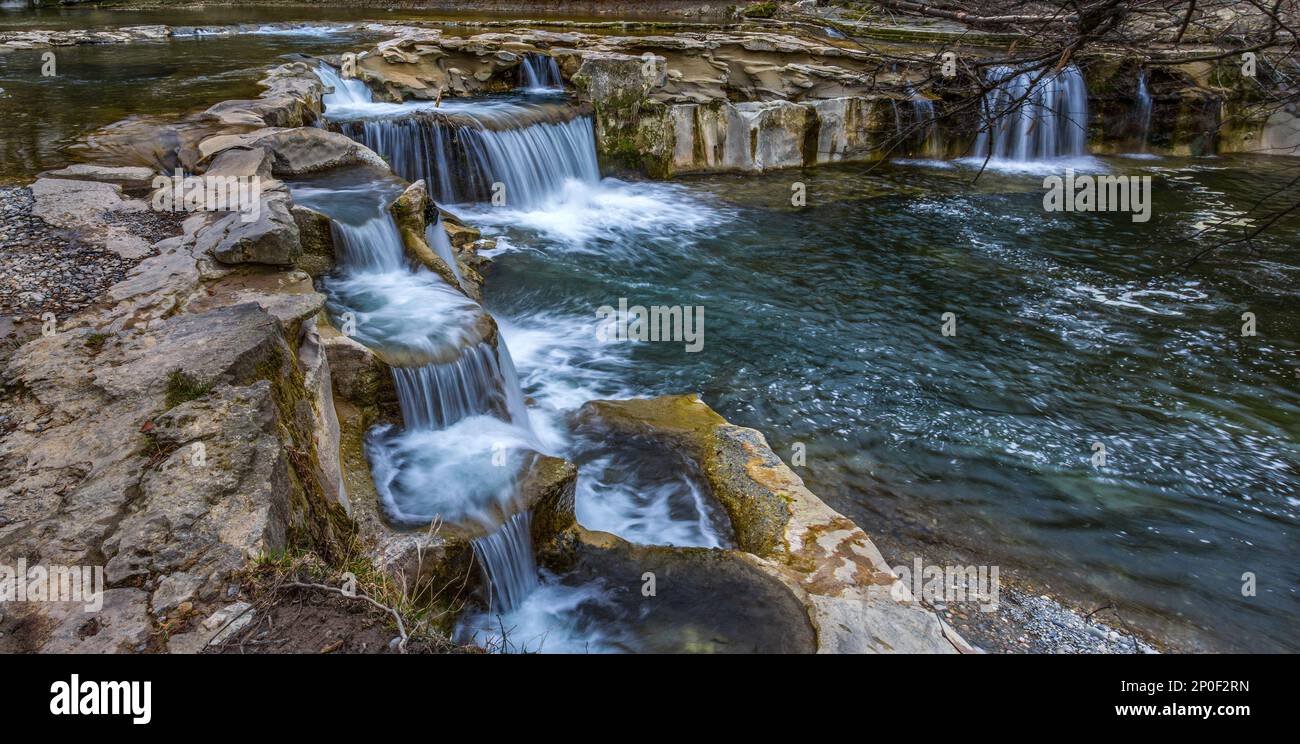 The Affenschlucht waterfall at the river Toss in Winterthur, Zurich ...