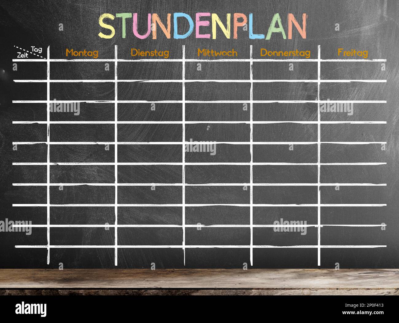 school timetable or class schedule with word STUNDENPLAN, German for ...