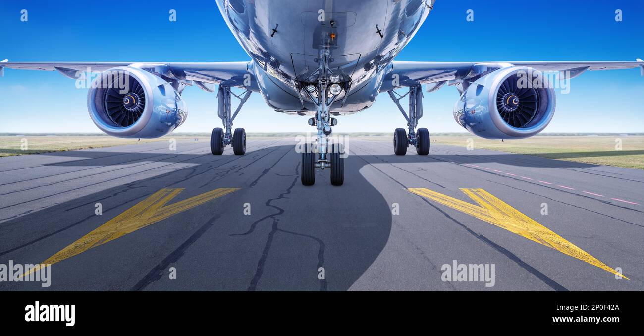 modern airliner on a runway ready for take off Stock Photo - Alamy