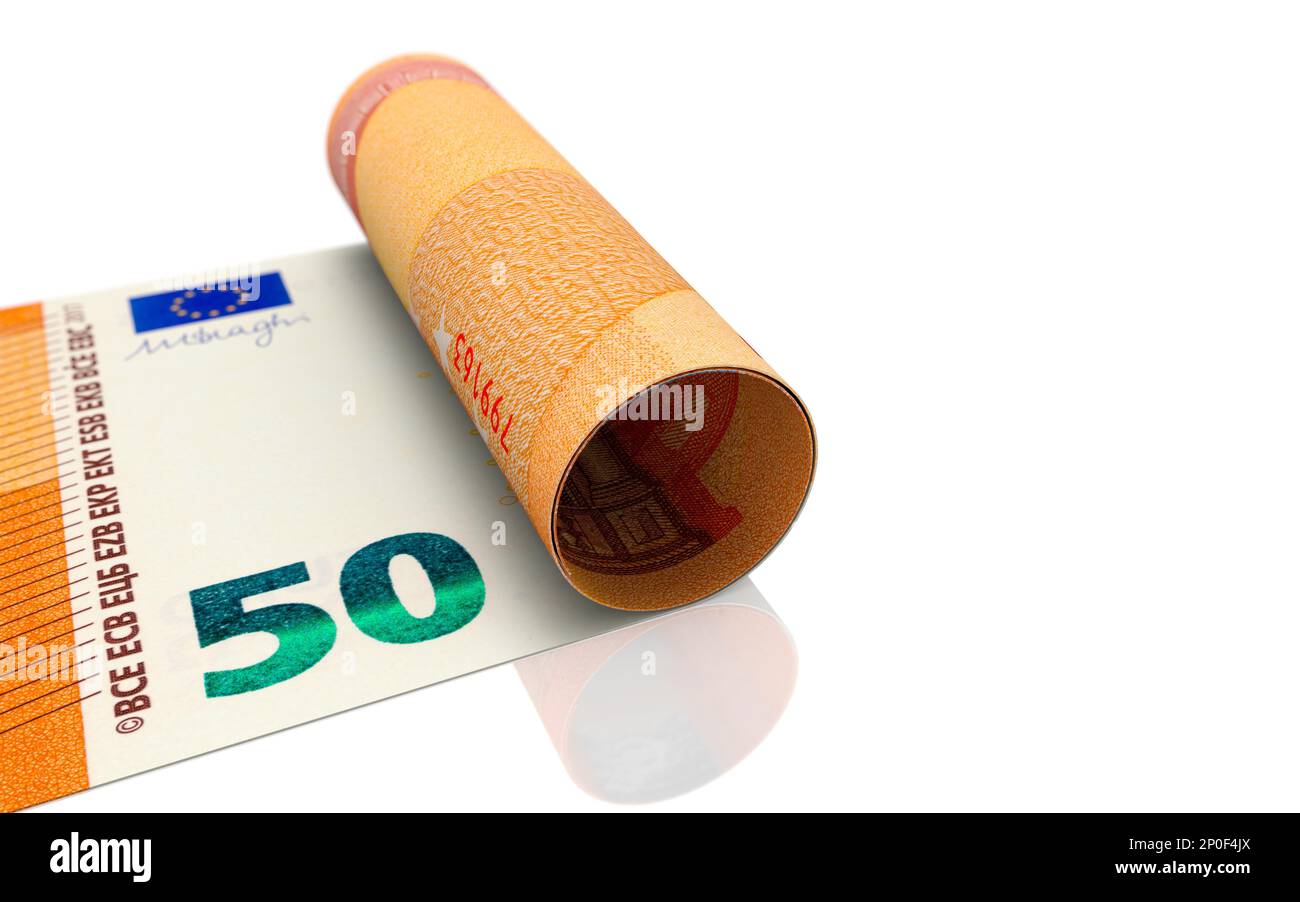 Rolled 50 Euro note Stock Photo - Alamy