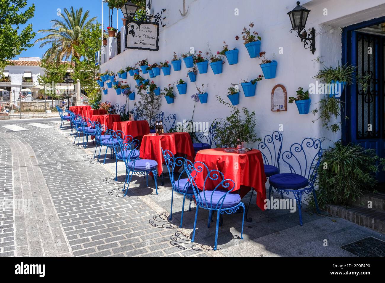 Typical Street Cafe in Mijas Stock Photo - Alamy