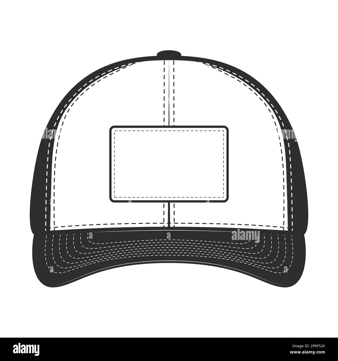 Baseball cap realistic front view monochrome style vector illustration ...