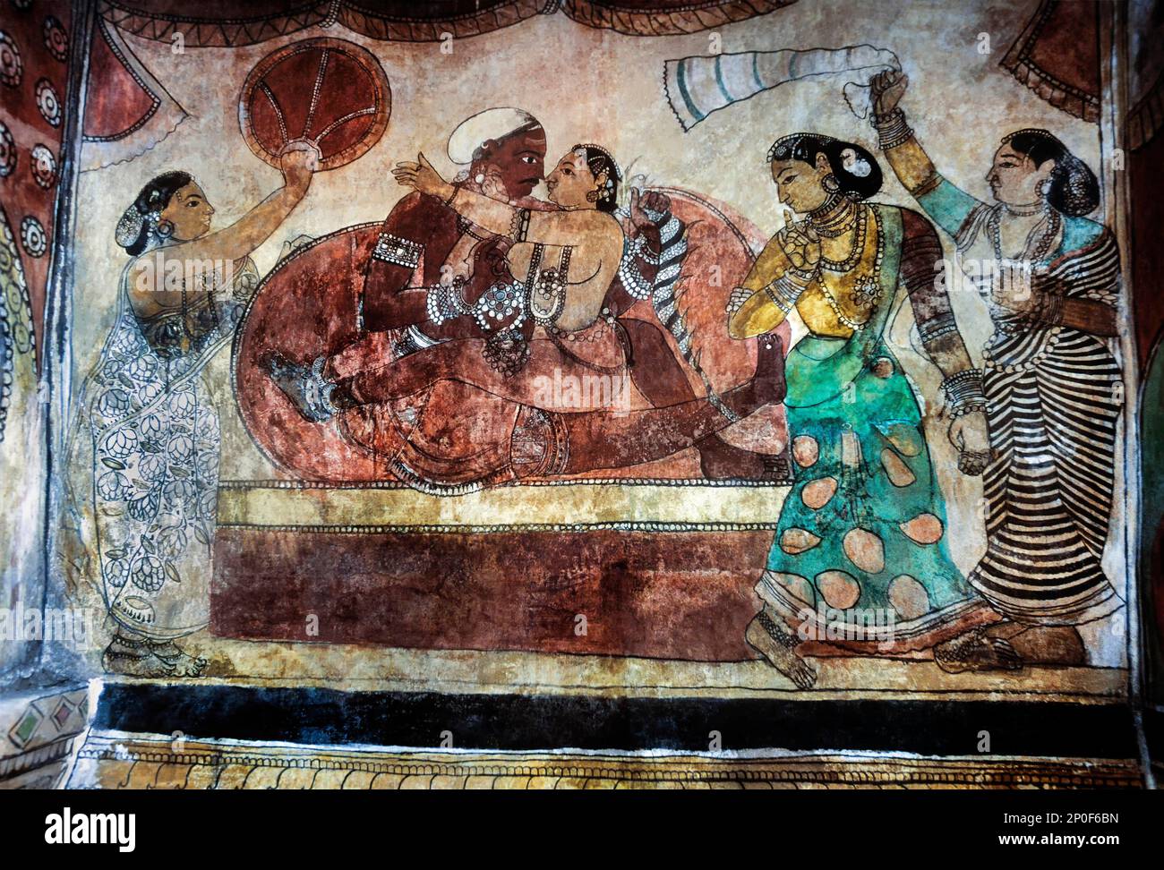 200 years old murals on the walls of the Ramalinga Vilasam Palace ...