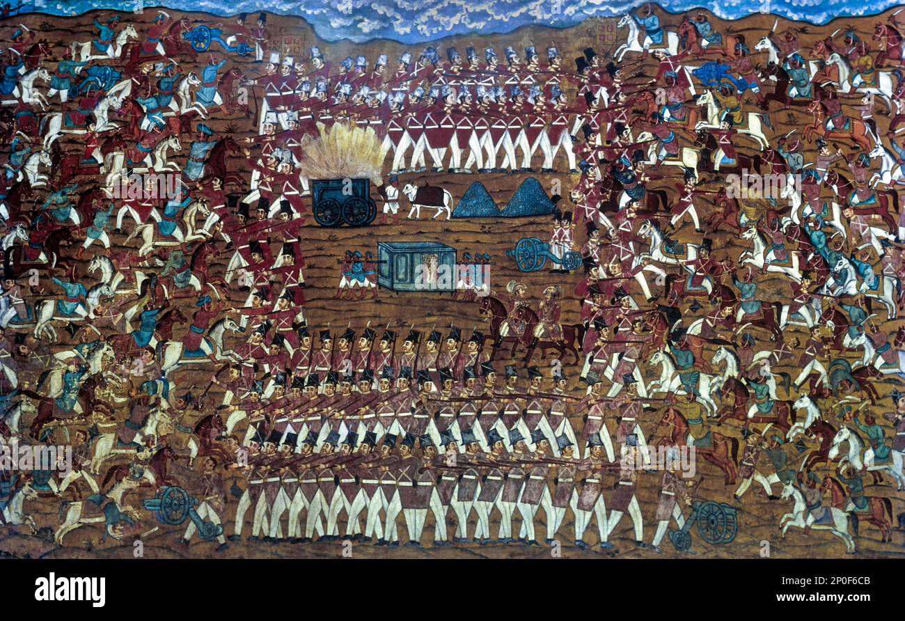 18th century frescoes, murals in the Daria Daulat Bagh, Paintings that ...