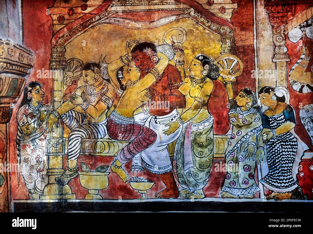 200 years old murals on the walls of the Ramalinga Vilasam Palace ...