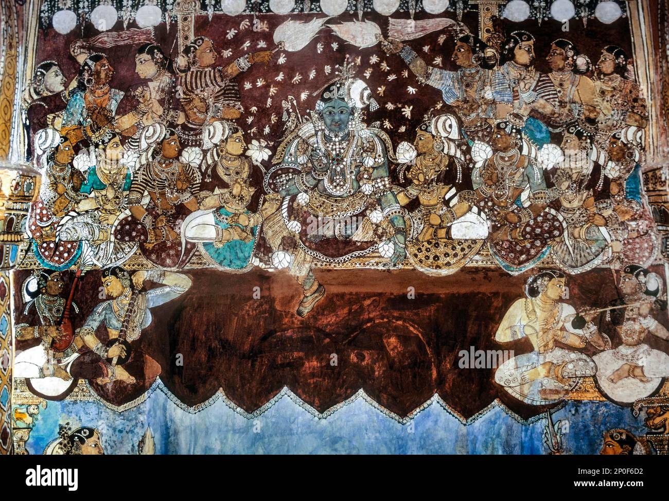 200 years old murals on the walls of the Ramalinga Vilasam Palace ...