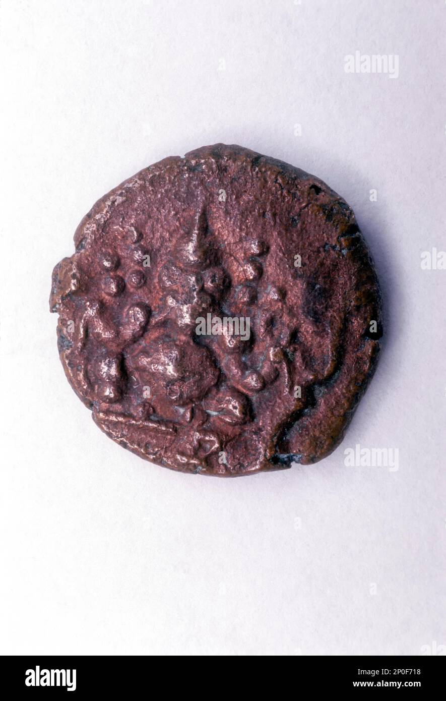 18th century A.D, Mysore wodeyar copper coin, Ganesha seated Stock ...