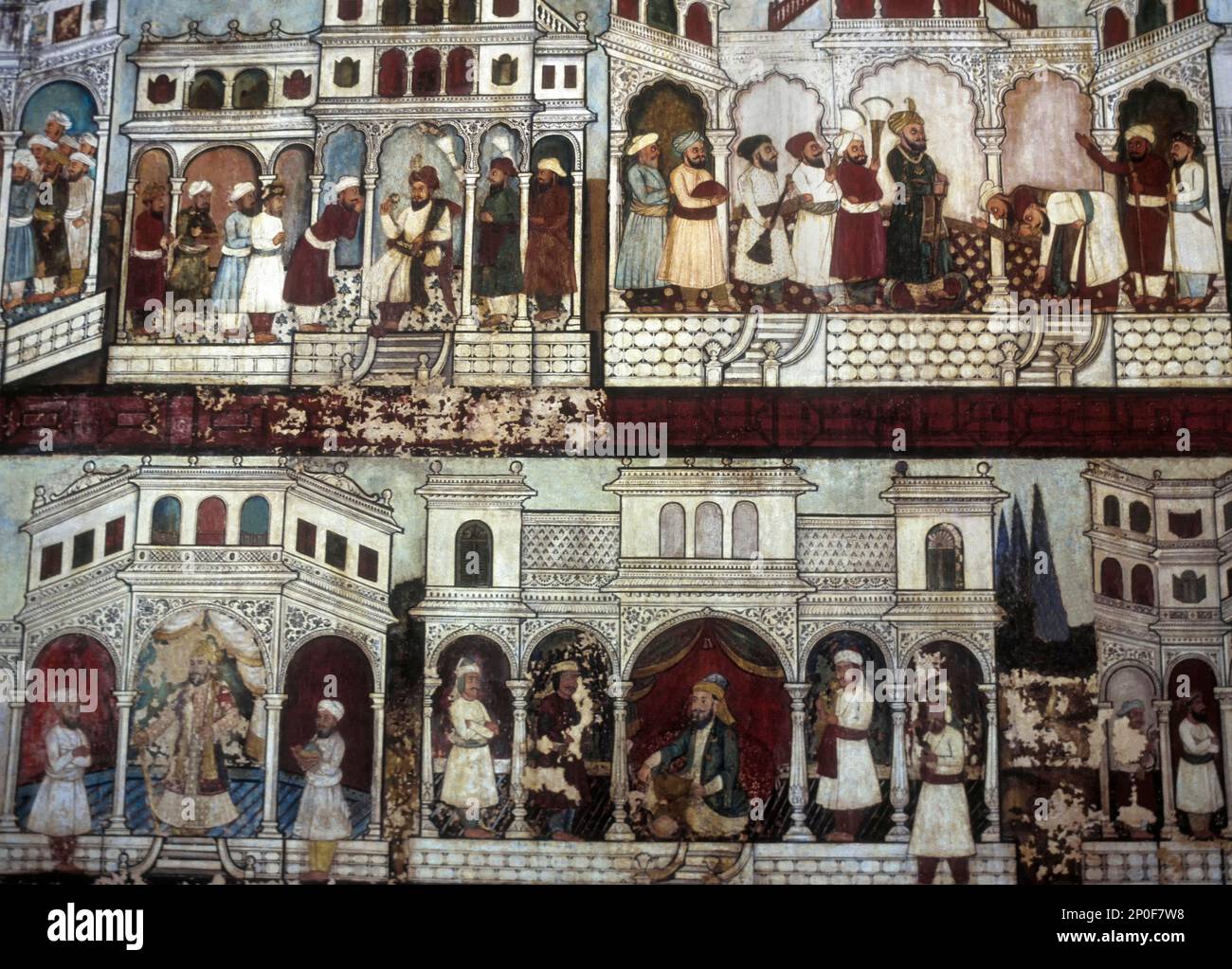 18th century frescoes, murals in the Daria Daulat Bagh, summer palace ...