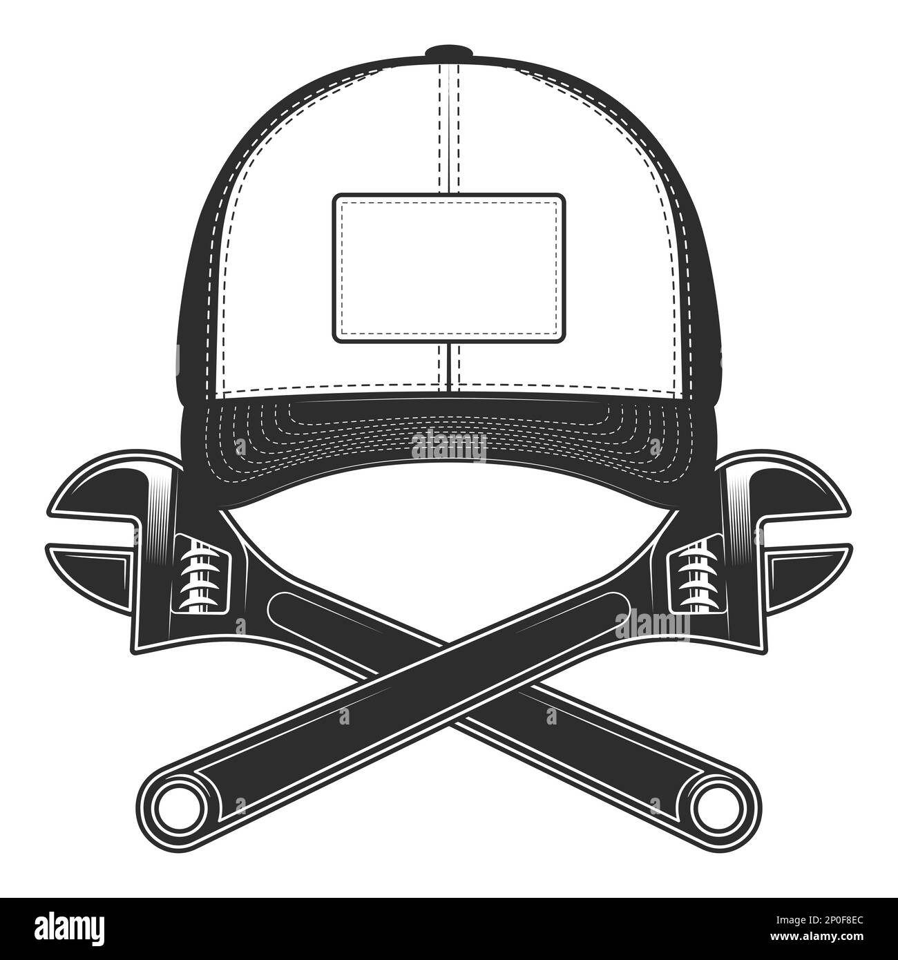 Baseball cap with construction adjustable wrench or business repair ...