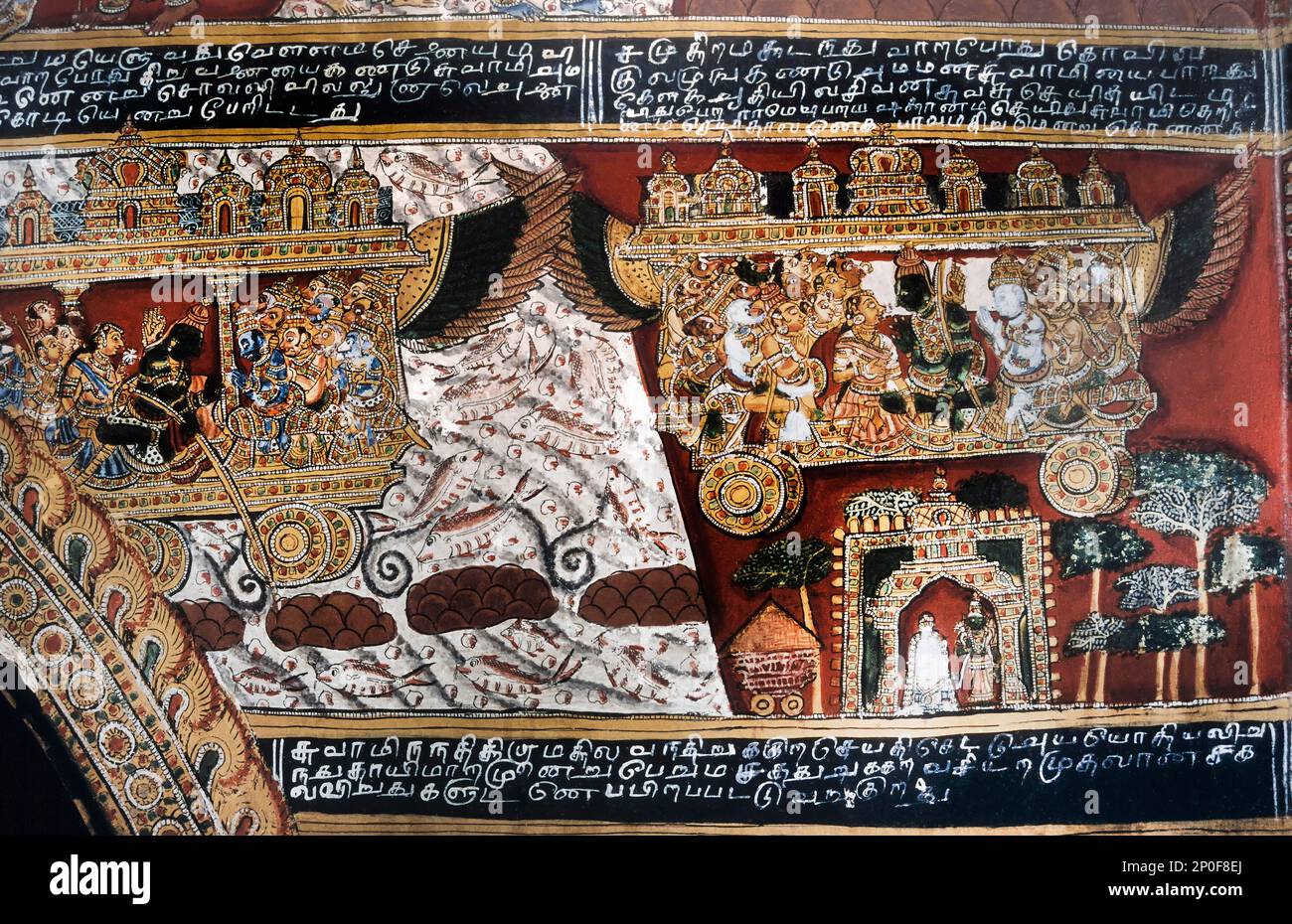 18th century Ramayana epic murals fresco painting on Bodi Zamin palace ...