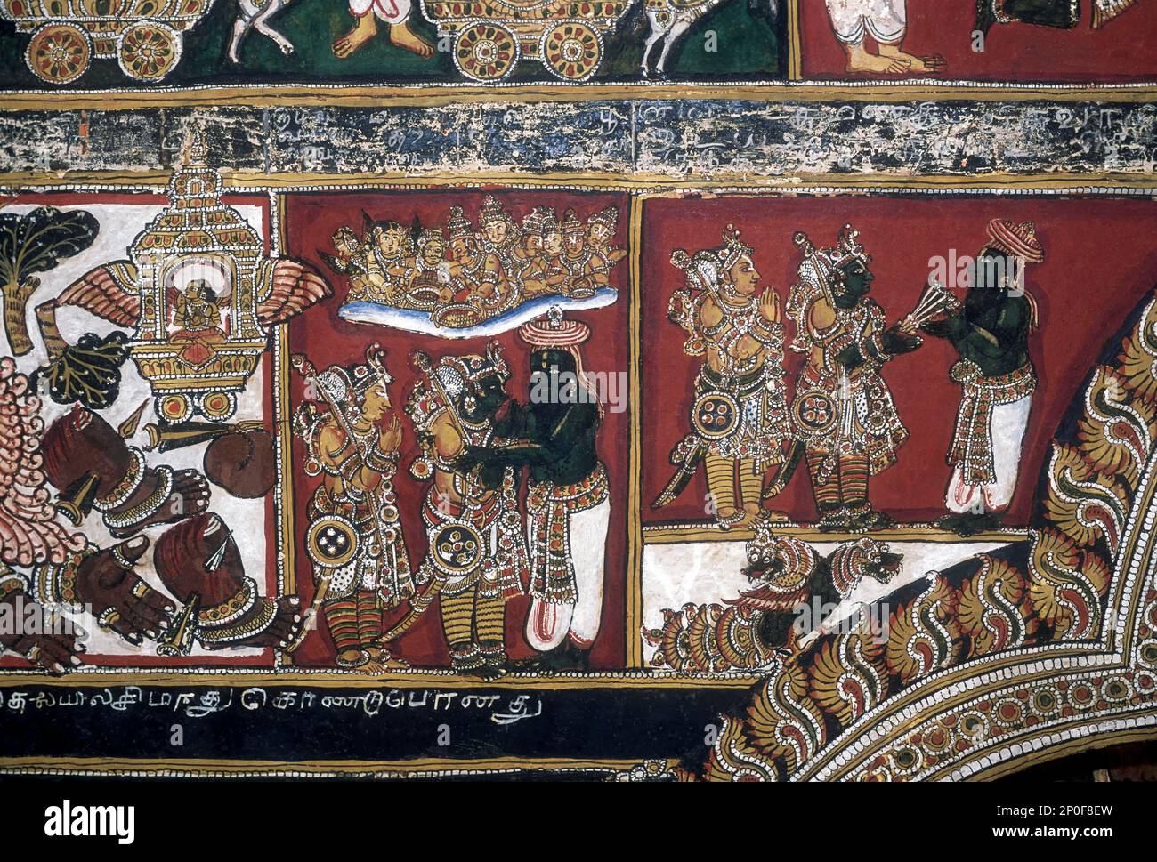 18th century Ramayana epic murals fresco painting on Bodi Zamin palace ...