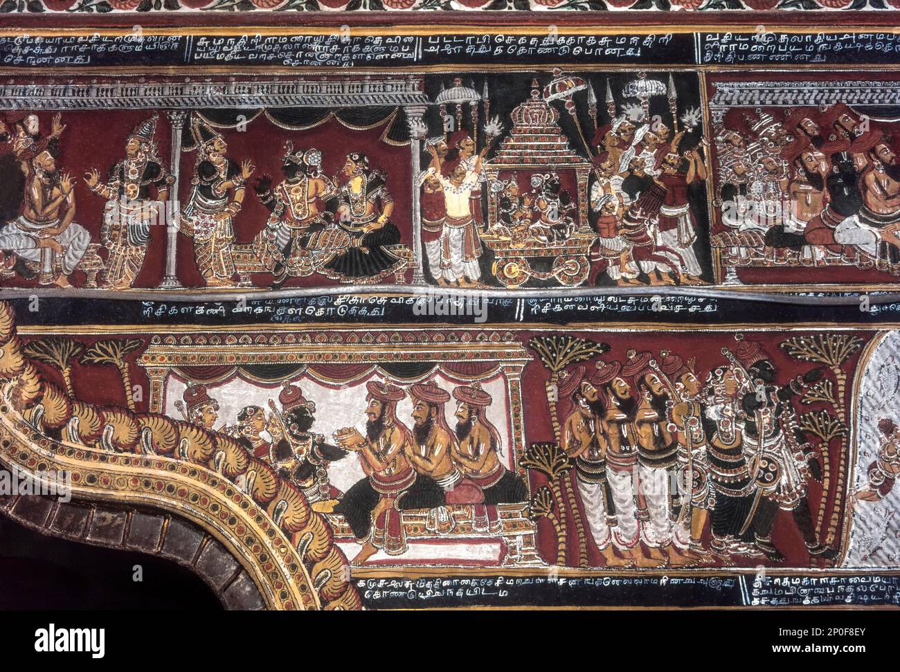 18th century Ramayana epic murals fresco painting on Bodi Zamin palace ...
