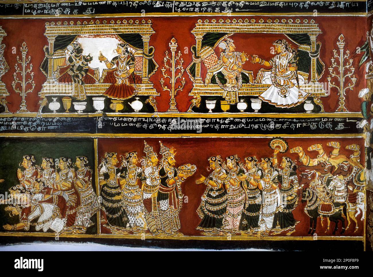 18th century Ramayana epic murals fresco painting on Bodi Zamin palace ...