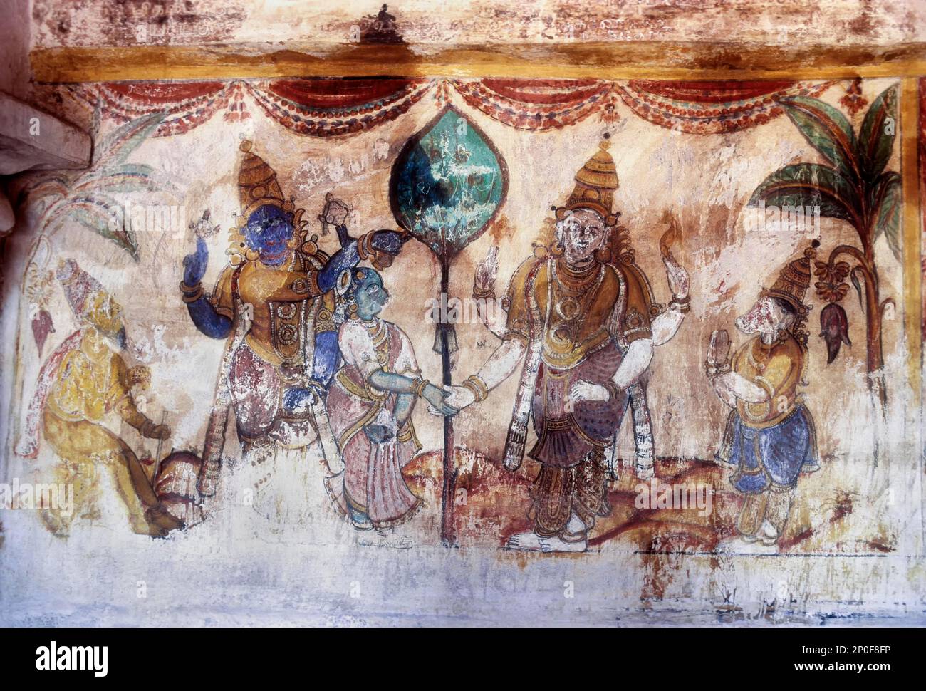 19th century Maratha Paintings on Brihadeshwara, Big temple wall in ...