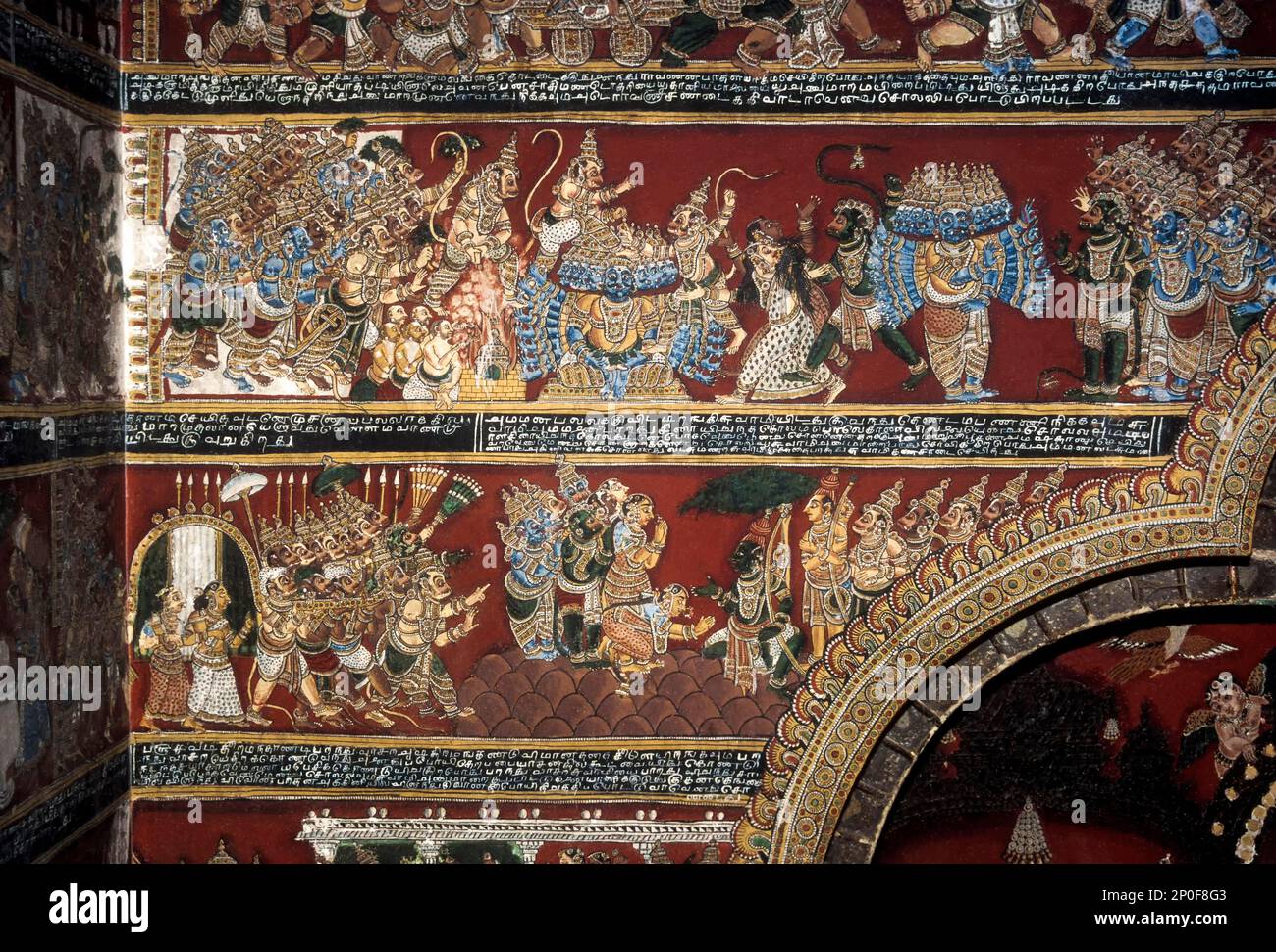 18th century Ramayana epic murals fresco painting on Bodi Zamin palace ...