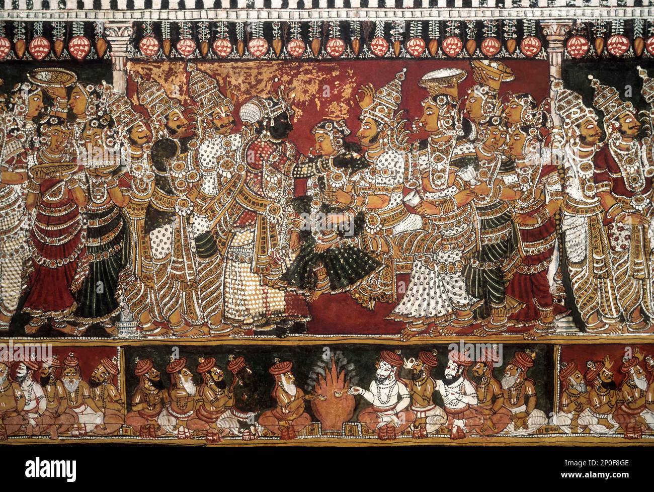 18th century Ramayana epic murals fresco painting on Bodi Zamin palace ...