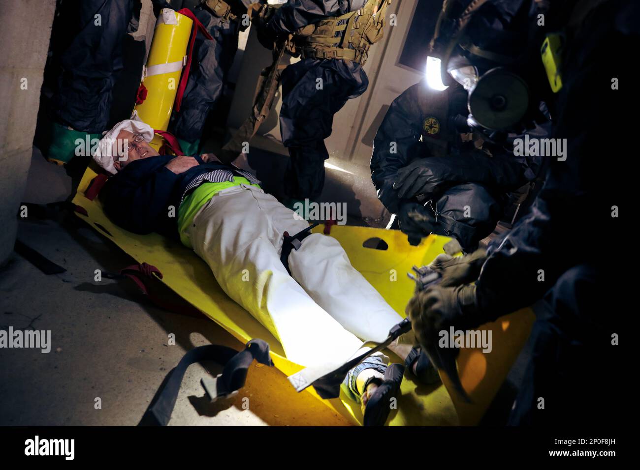 U.S. Marines with Chemical Biological Incident Response Force, put a ...