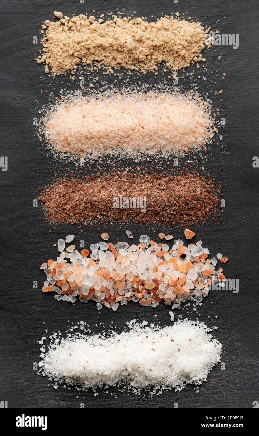 Assorted speciality salt, himalayan pink salt, italian black truffle ...