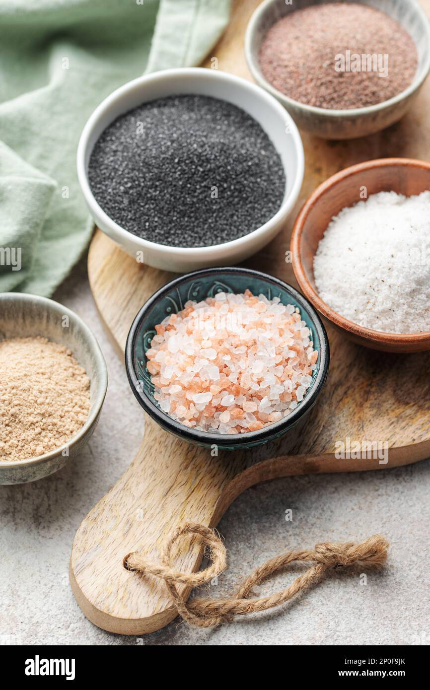 Assorted speciality salt, himalayan pink salt, italian black truffle ...