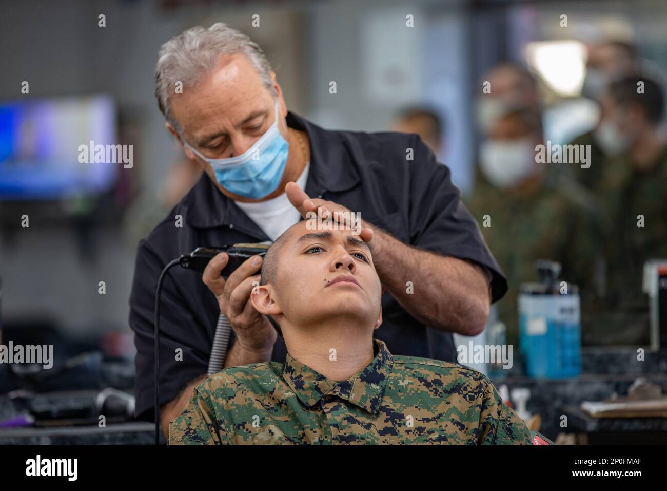 A U.S. Marine Corps recruit with Alpha Company, 1st Recruit Training ...