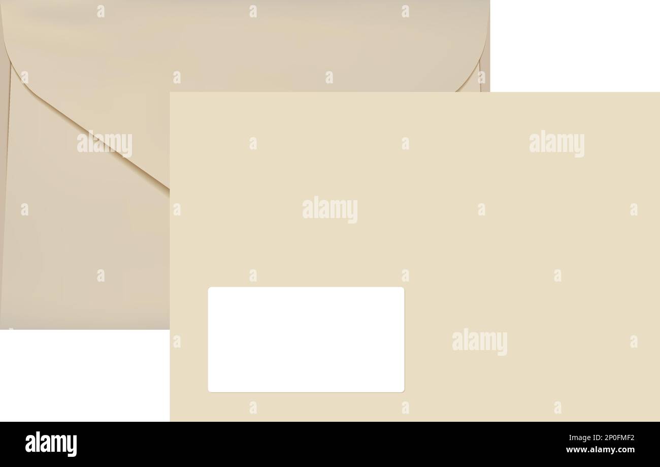 Front and back manila envelope with place for address isolated on white ...
