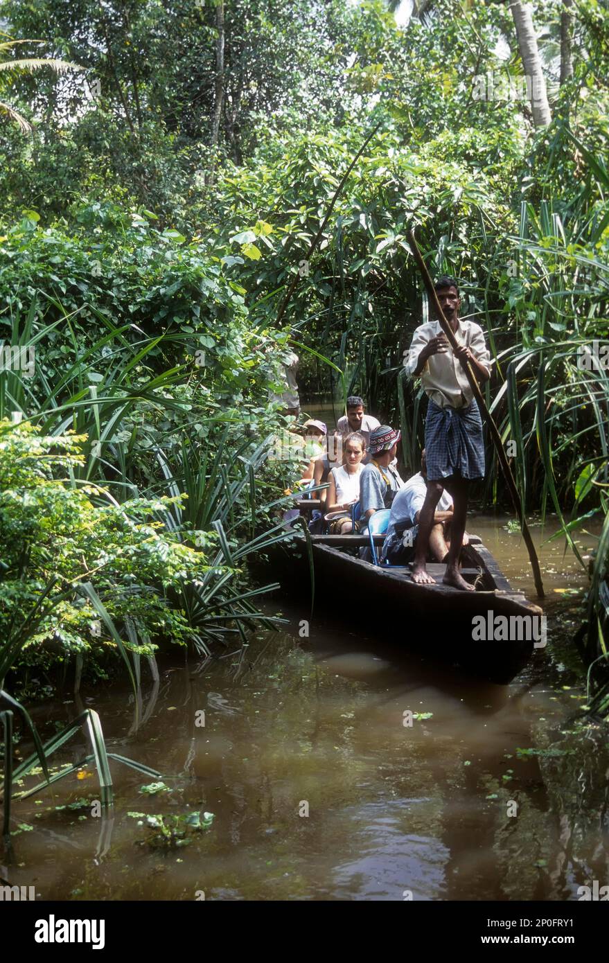 Backwater cruise in country boat near Vaikom, Kerala, India Stock Photo ...