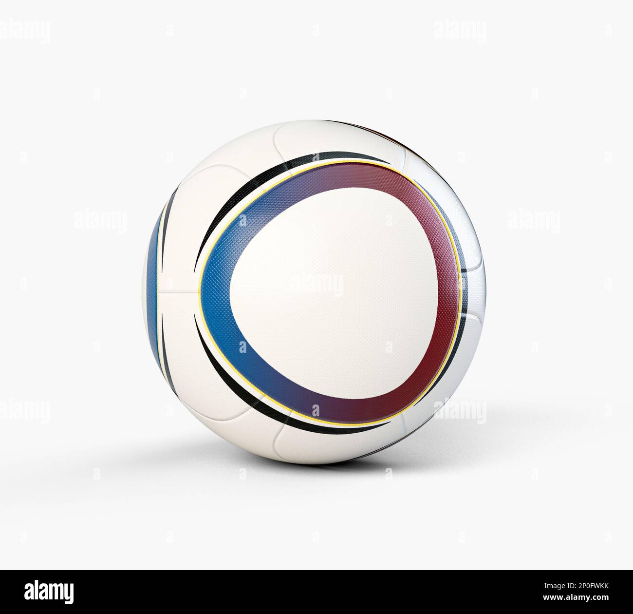 A closeup concept of a white synthetic soccer ball in a modern shape ...