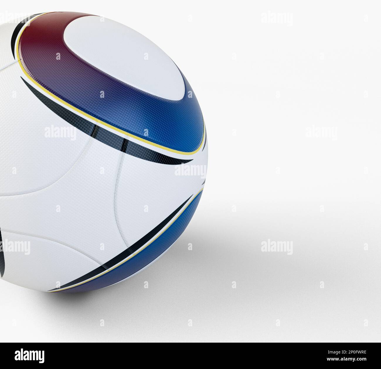 A closeup concept of a white synthetic soccer ball in a modern shape ...