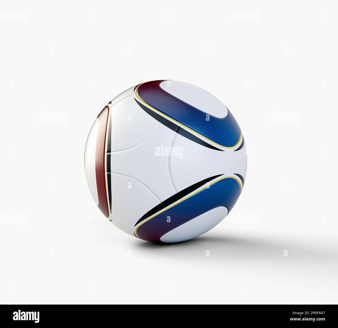 A closeup concept of a white synthetic soccer ball in a modern shape ...