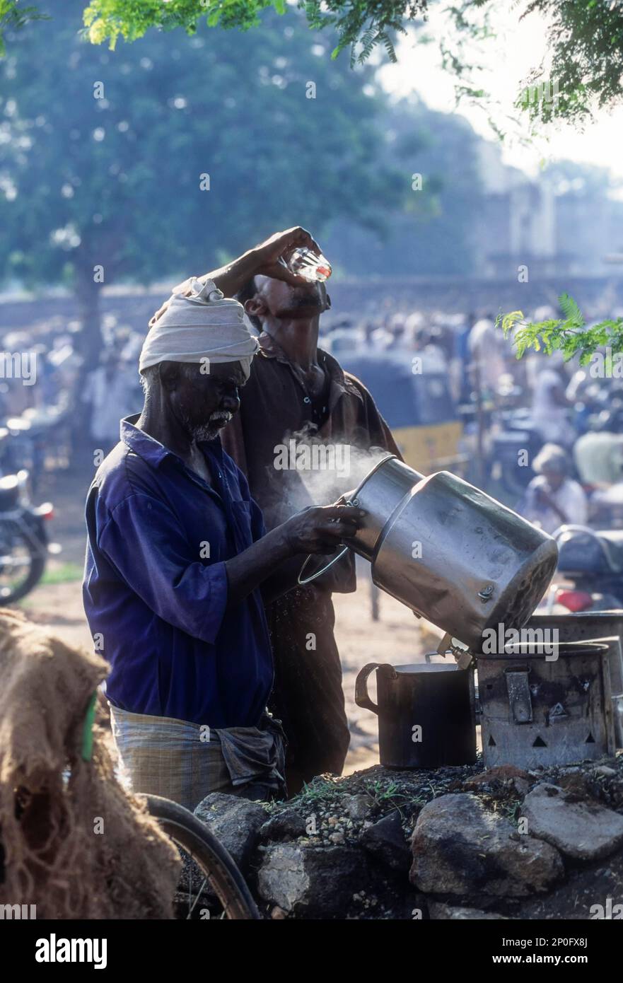 Tea shop, Periodical market at Perundurai near Erode, Tamil Nadu, India ...