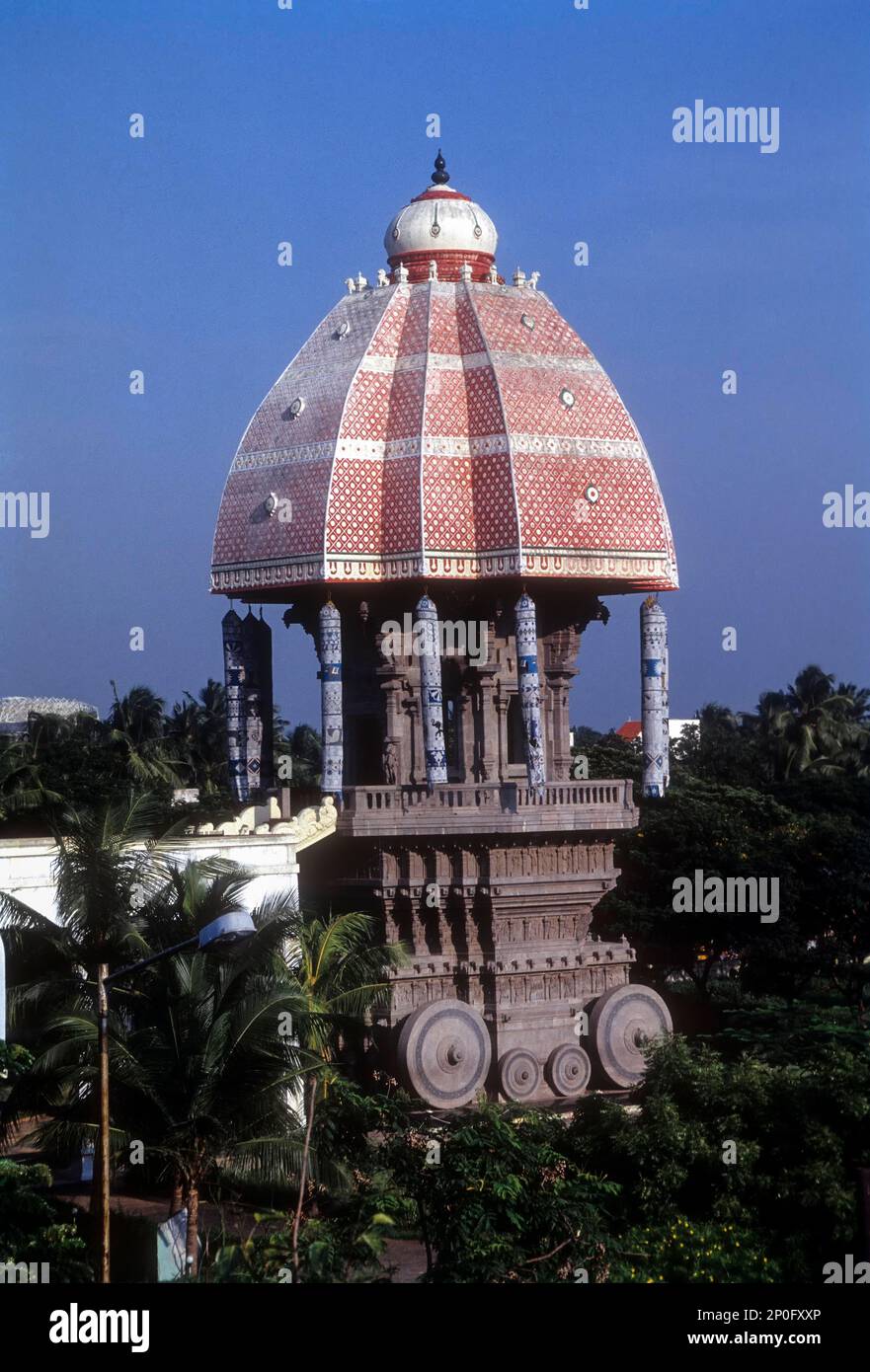 Stone chariot in Valluvar Kottam in Chennai, Tamil Nadu, India. This ...