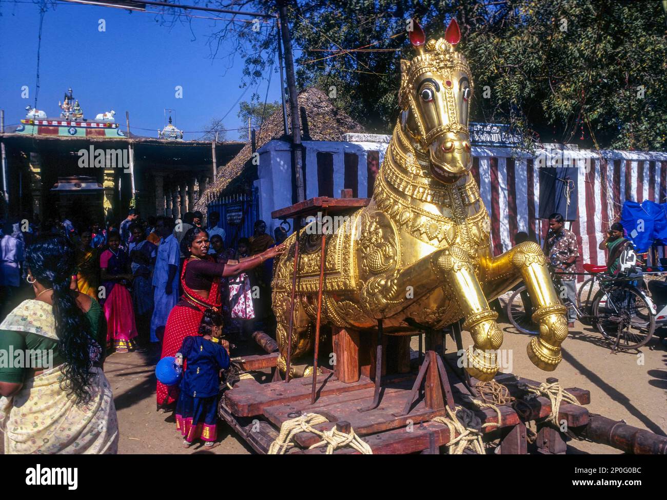 Golden horse Vahanam of Lord Vishnu during Chitra Chithirai festival in ...
