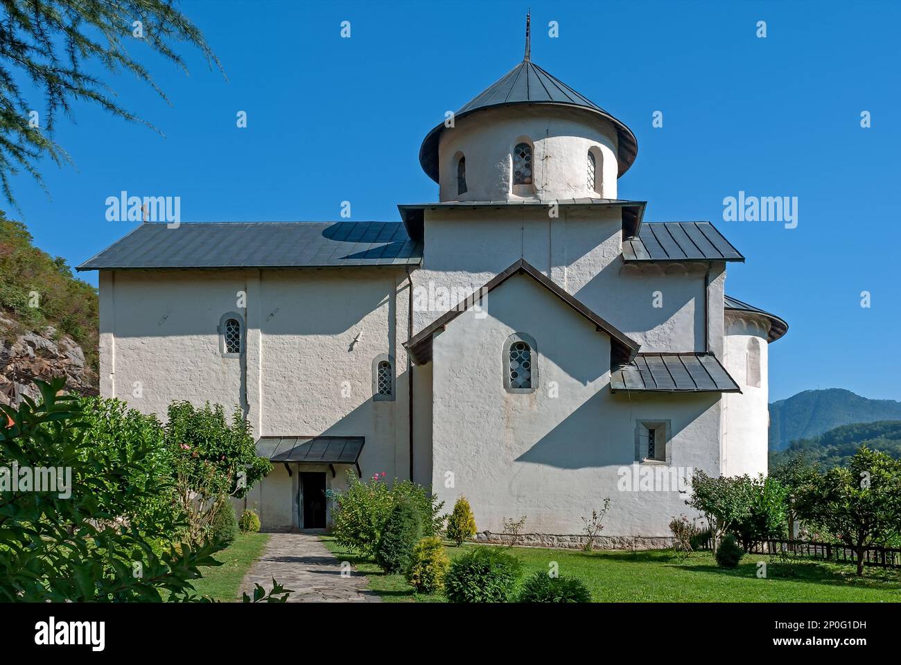 The view to ancient monastery Moraca in Montenegro Stock Photo - Alamy